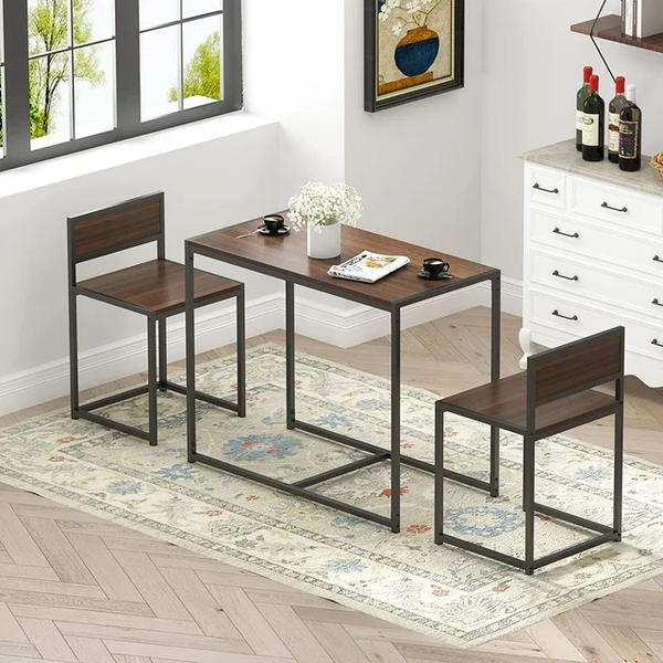 3-Piece Dining Table Set with 2 Chairs, Counter Height Bar Set for Din ...