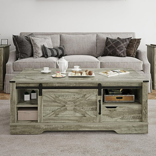 Farmhouse Rectangular Coffee Table with Storage Drawer – ADVANCED ...