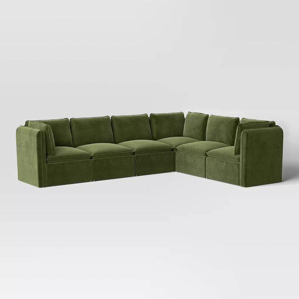 6pc Haven French Seam Modular Sectional - Threshold™-Velvet Dark Green ...