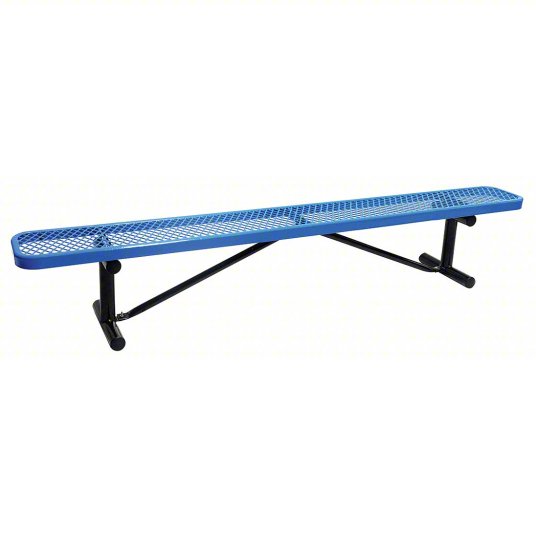 Outdoor Bench: Thermoplastic Coated Metal, 800 lb Load Rating, Blue, P ...