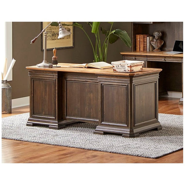 Double Pedestal Executive Desk Solid Wood Plank Top Fully Assembled Br ...