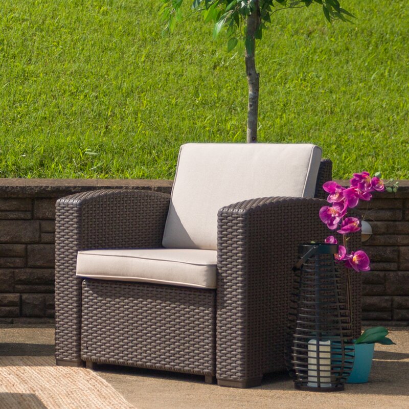 Clifford Faux Rattan Patio Chair with Cushion See More from Breakwater ...