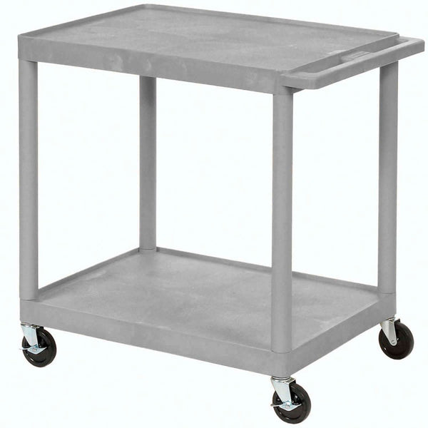 Luxor® Plastic Utility Cart, 2 Shelf, 24"Lx18"Wx33-1/2"H, Gray ...