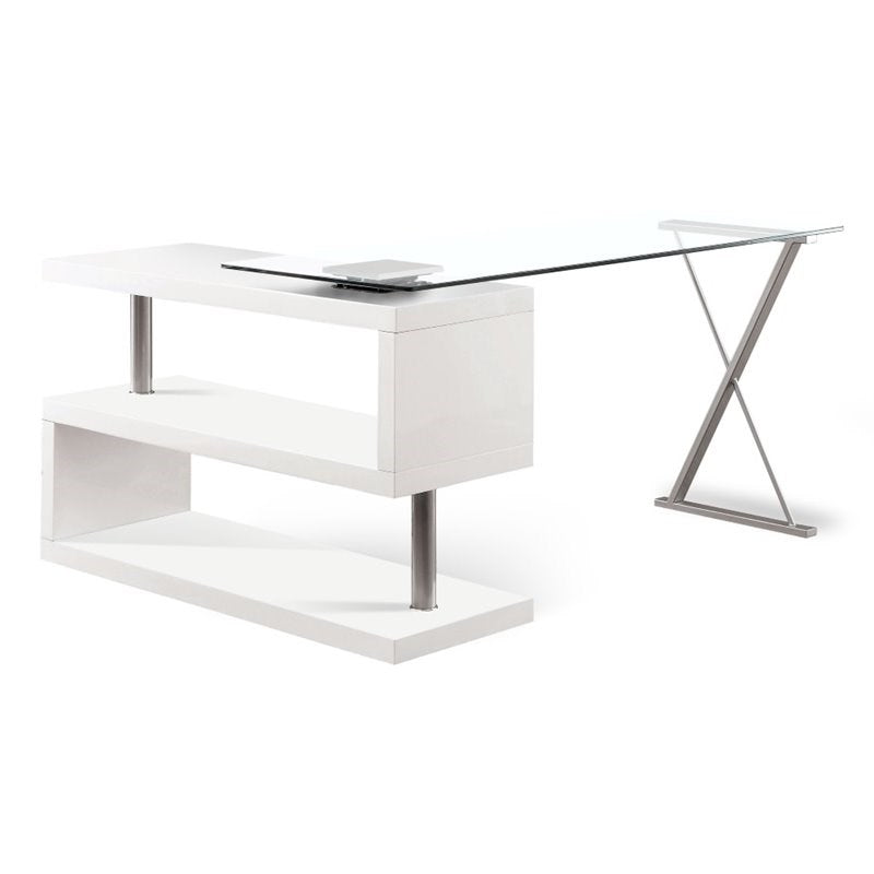 Fiora Modern Swivel Metal Computer Desk in White – ADVANCED SOLUTIONS ...