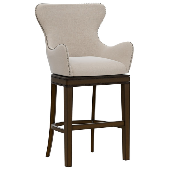 Memory Return Swivel Wood Bar Height Stool in Cream Fabric – ADVANCED ...