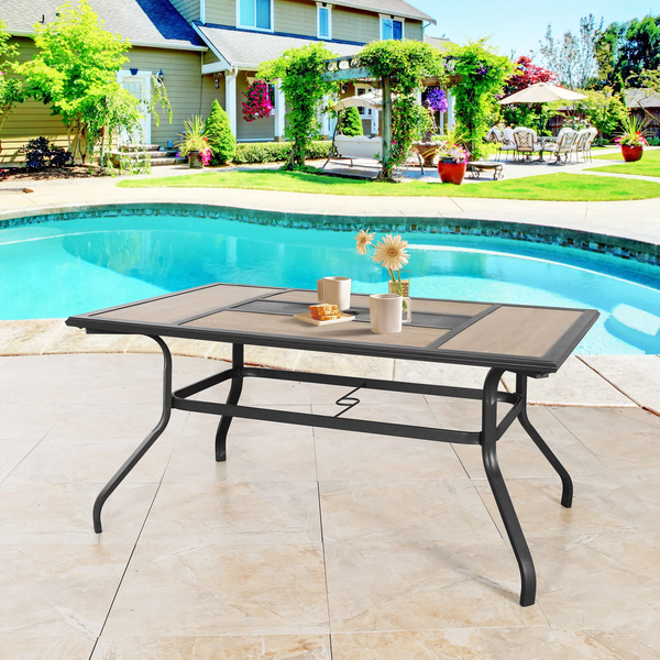 6-Person 60" Long Outdoor Dining Table – ADVANCED SOLUTIONS DISPLAY