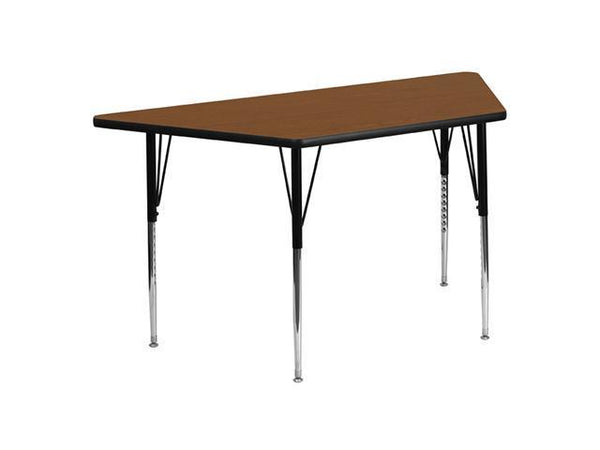 29.5''W x 57.25''L Trapezoid Oak HP Laminate Activity Table - Standard ...