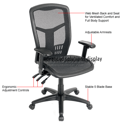 Multifunction Mesh Office Chair with Arms - High Back - Black ...